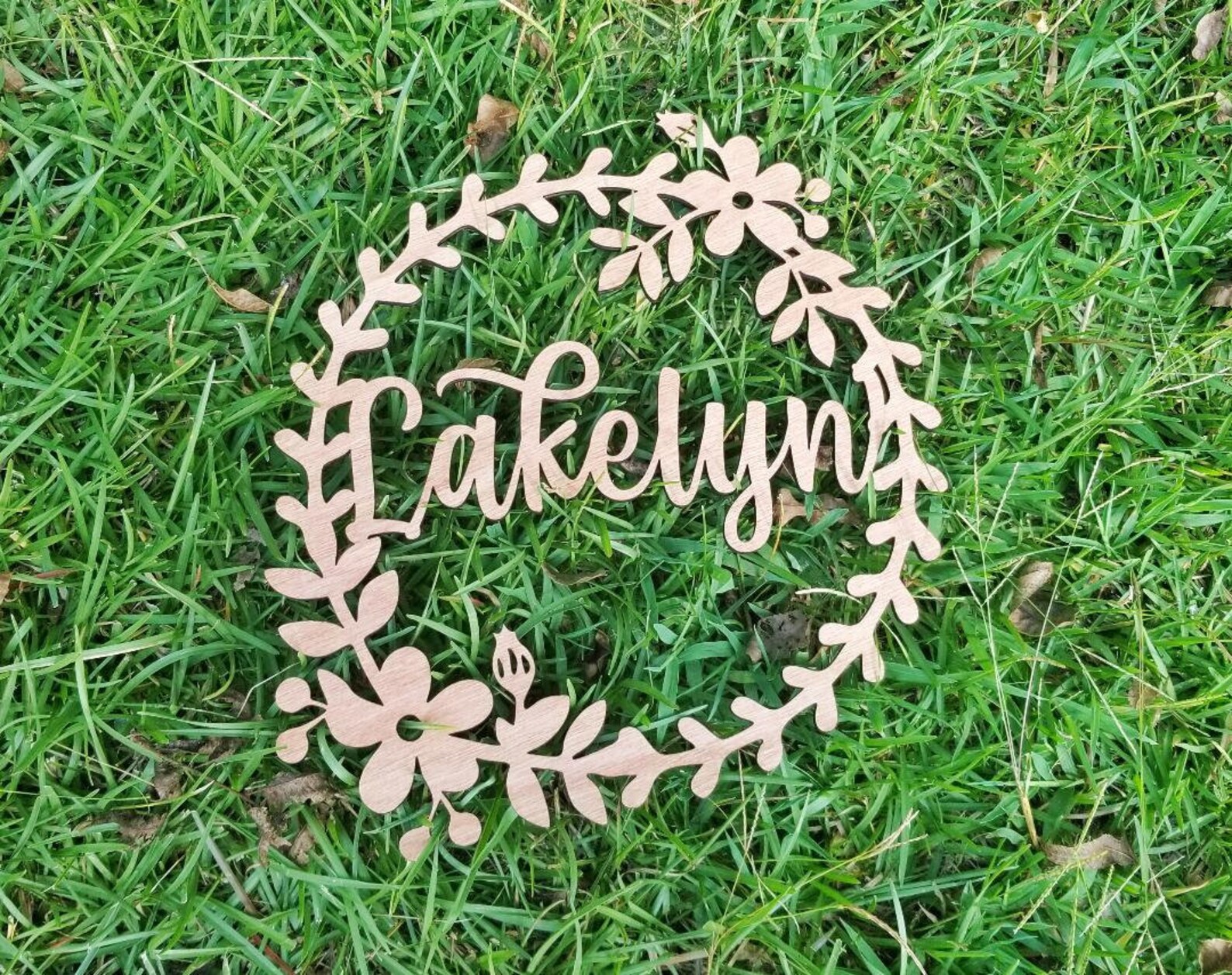 Wooden Wreath With Name Floral Wreath for Nursery Room | Etsy