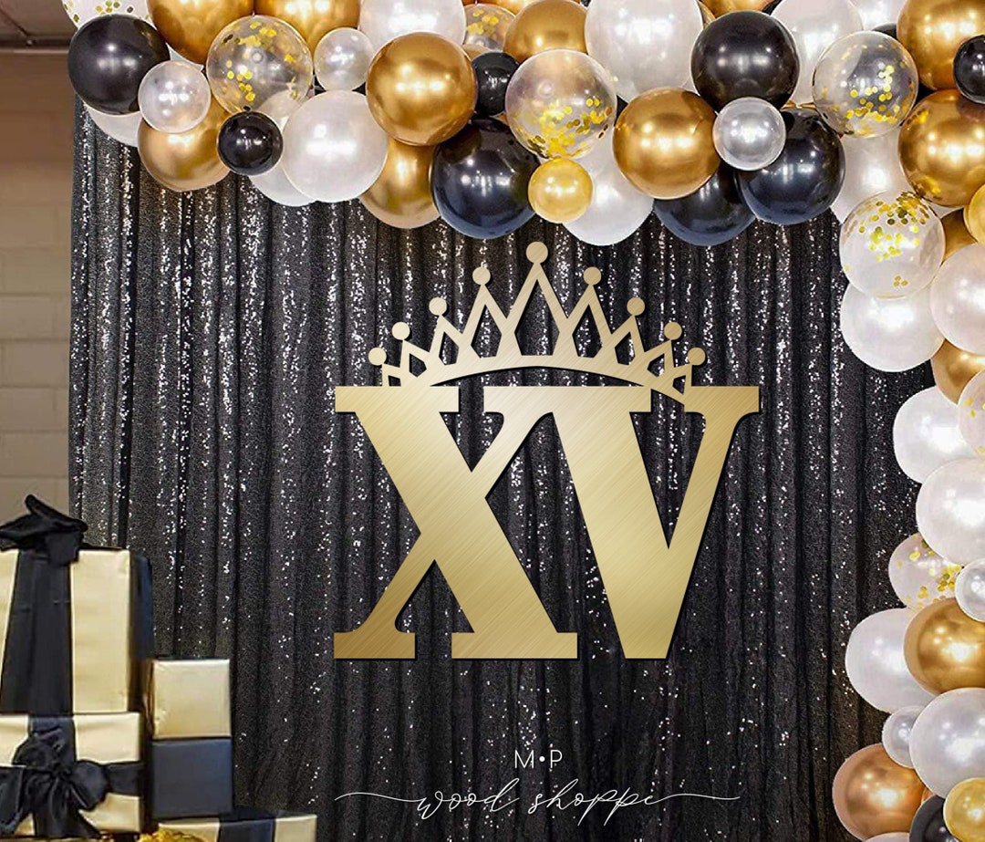 Quinceañera Sign With Tiara for Backdrop Decor, Sweet 15 Signage, Mis ...