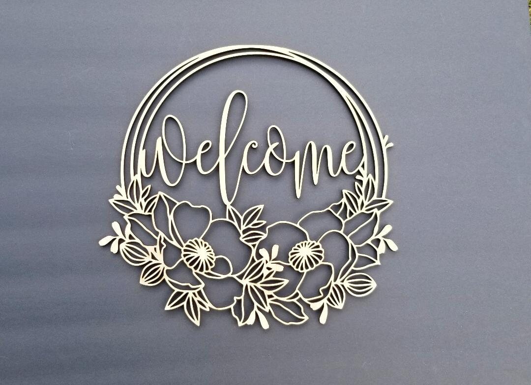 Floral Wreath for Door, Wooden Floral Wreath, Home Decor, Wooden Wall ...