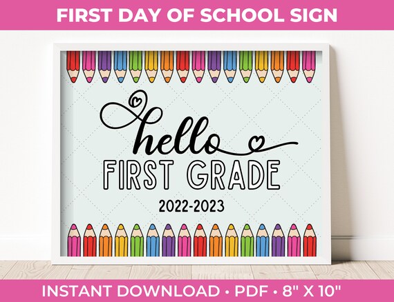 Hello First Grade Back to School Pencil Sign for 2022-2023 - Etsy