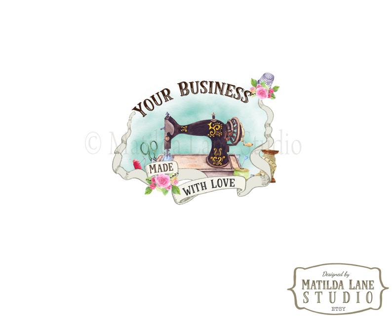 Hand-drawn Sewing Logo: Vintage Dressmaking Design (PNG, JPG) - Etsy
