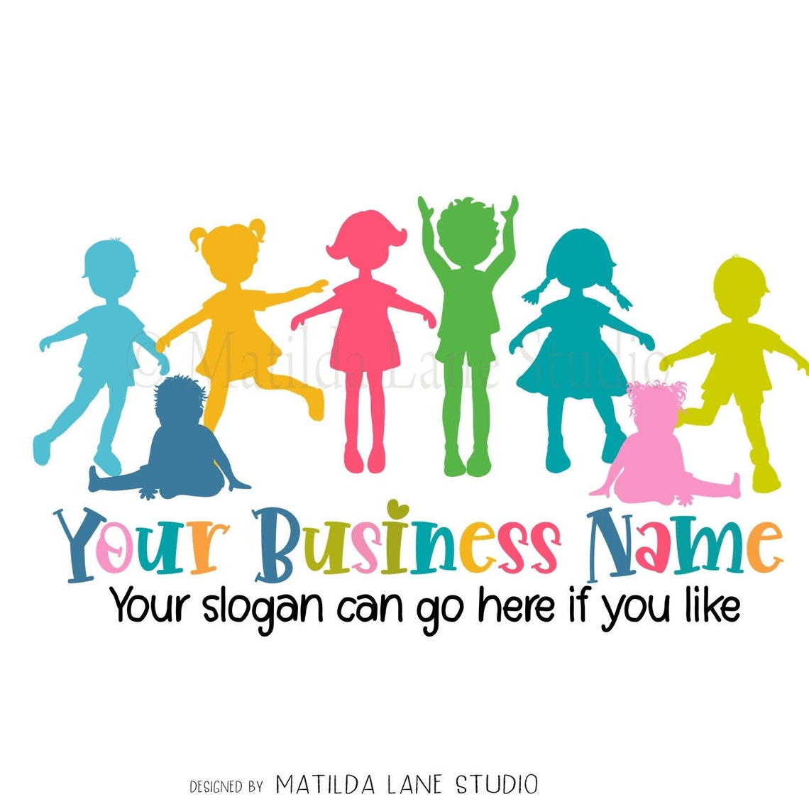 Childcare Logo, Children Logo, Watercolor Hand Drawn Design, Kids Logo ...