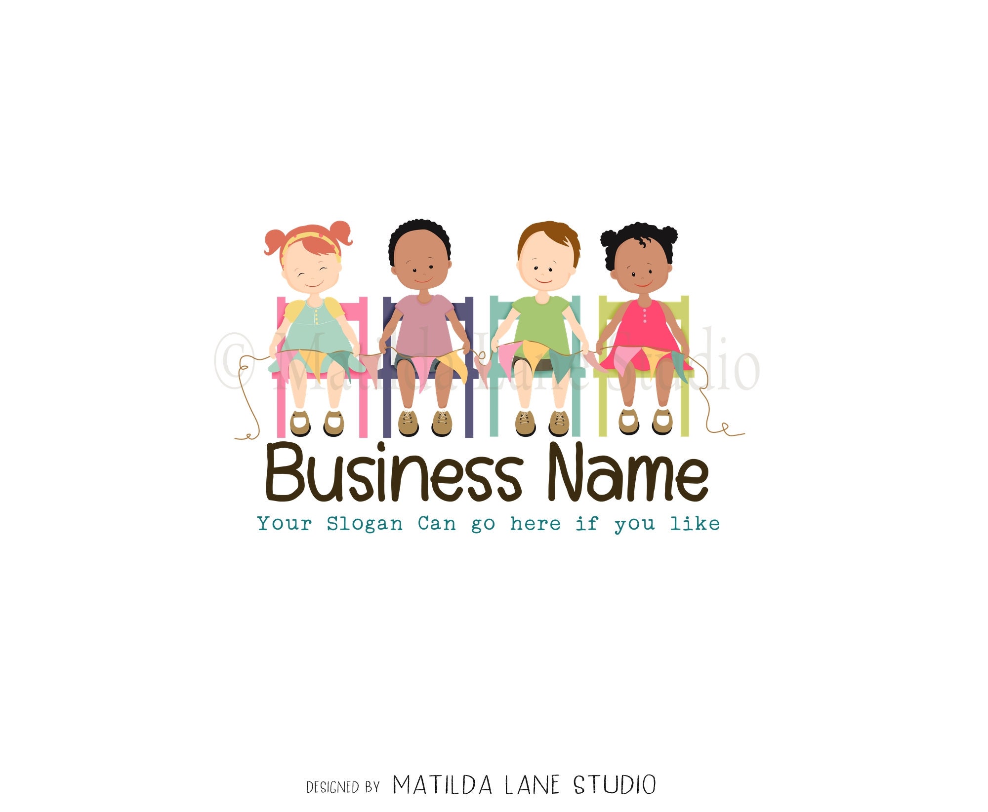 Childcare Logo Children Logo Hand Drawn Design Kids Logo - Etsy