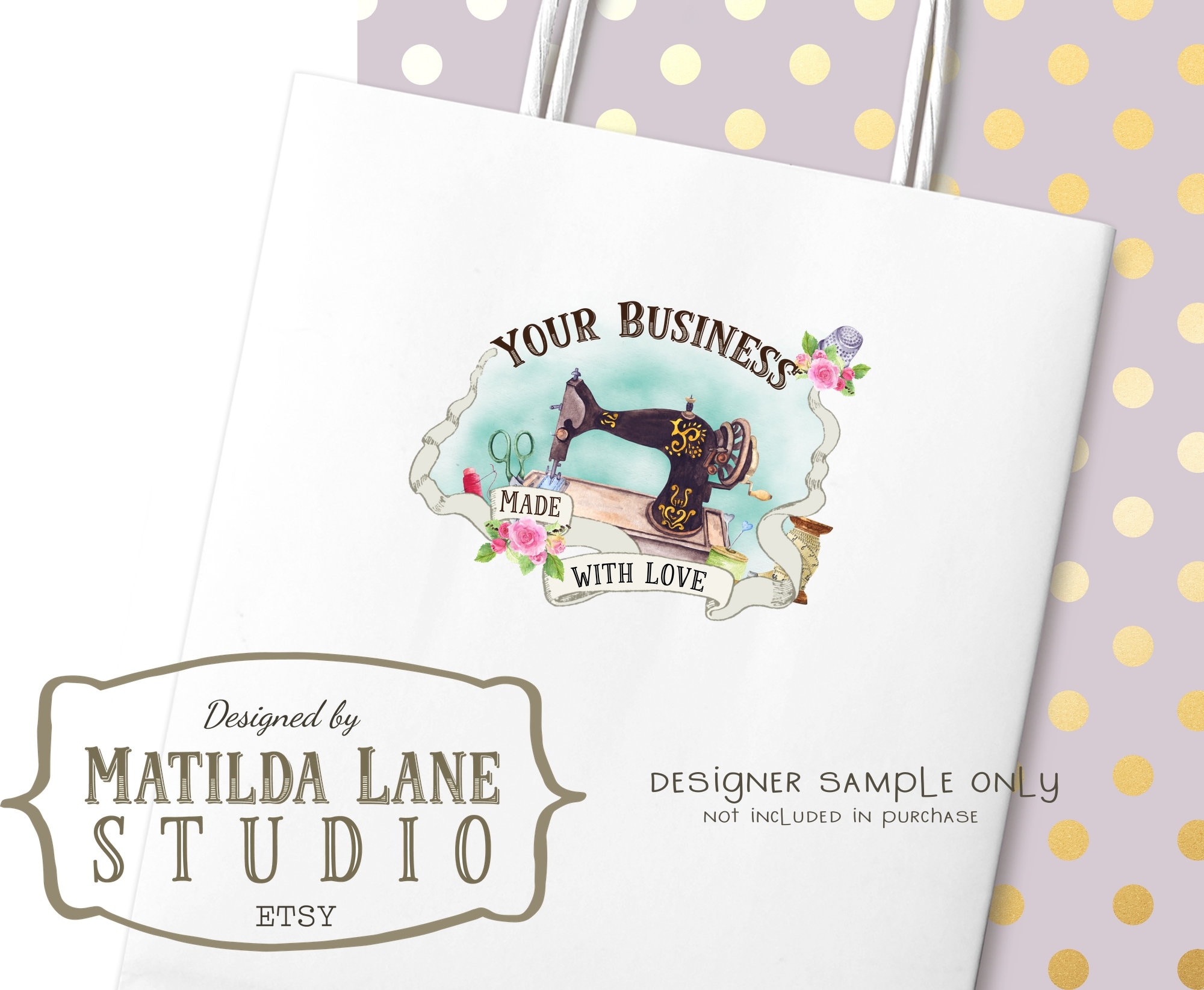 Hand-drawn Sewing Logo: Vintage Dressmaking Design (PNG, JPG) - Etsy
