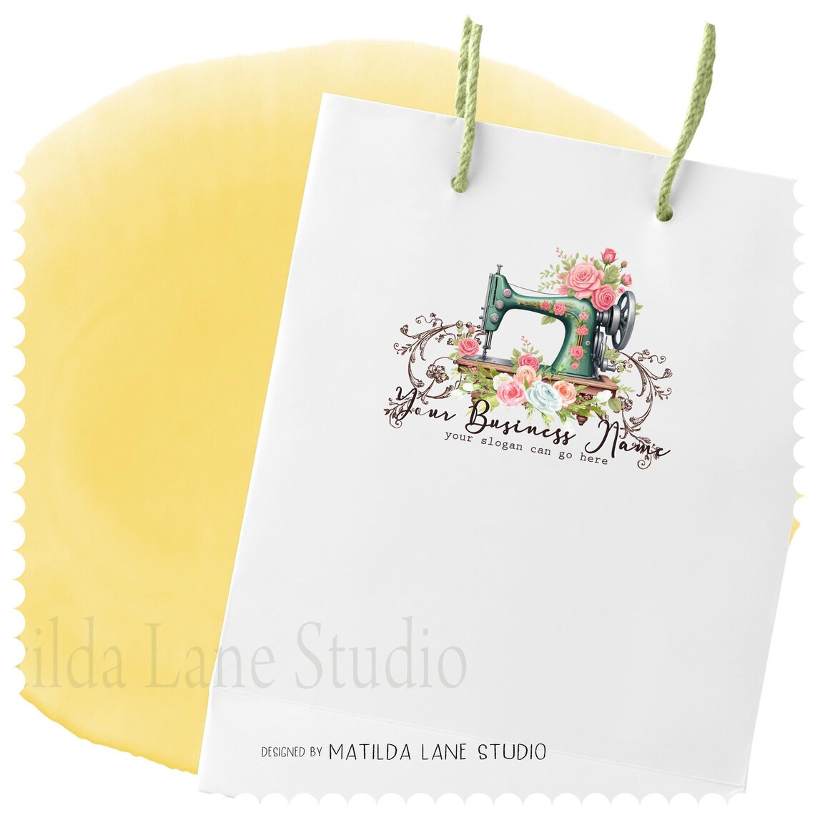 Floral Sewing Machine Logo Design, Custom Craft Business Logo (digital ...
