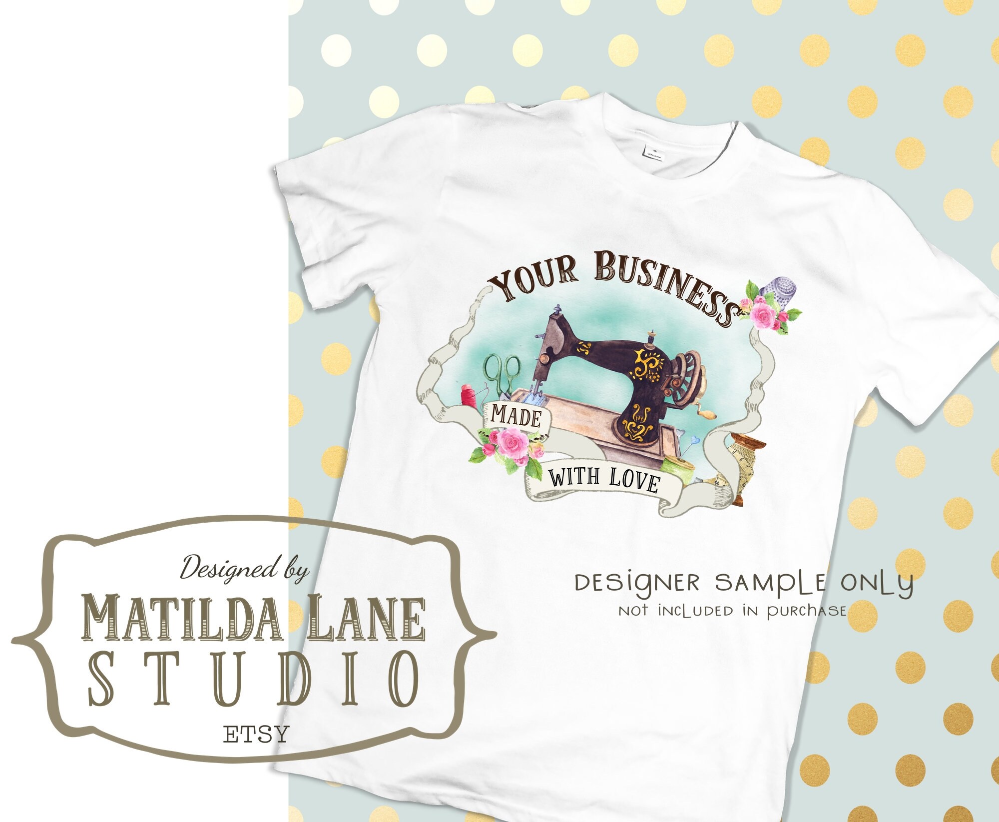 Hand-drawn Sewing Logo: Vintage Dressmaking Design (PNG, JPG) - Etsy
