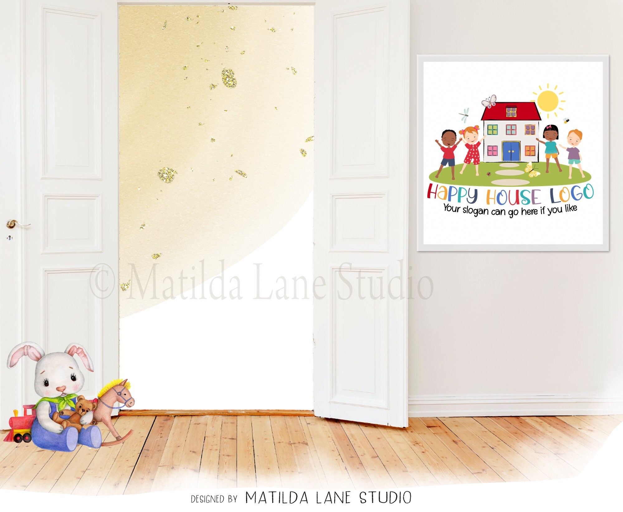 Child Care Logo, House Logo, Aftercare, Hand Drawn , Kids Logo, Flower ...