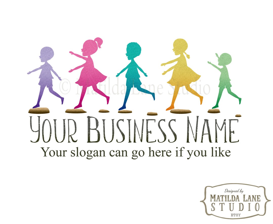 Childcare Logo Children Logo Stepping Stone Hand Drawn - Etsy