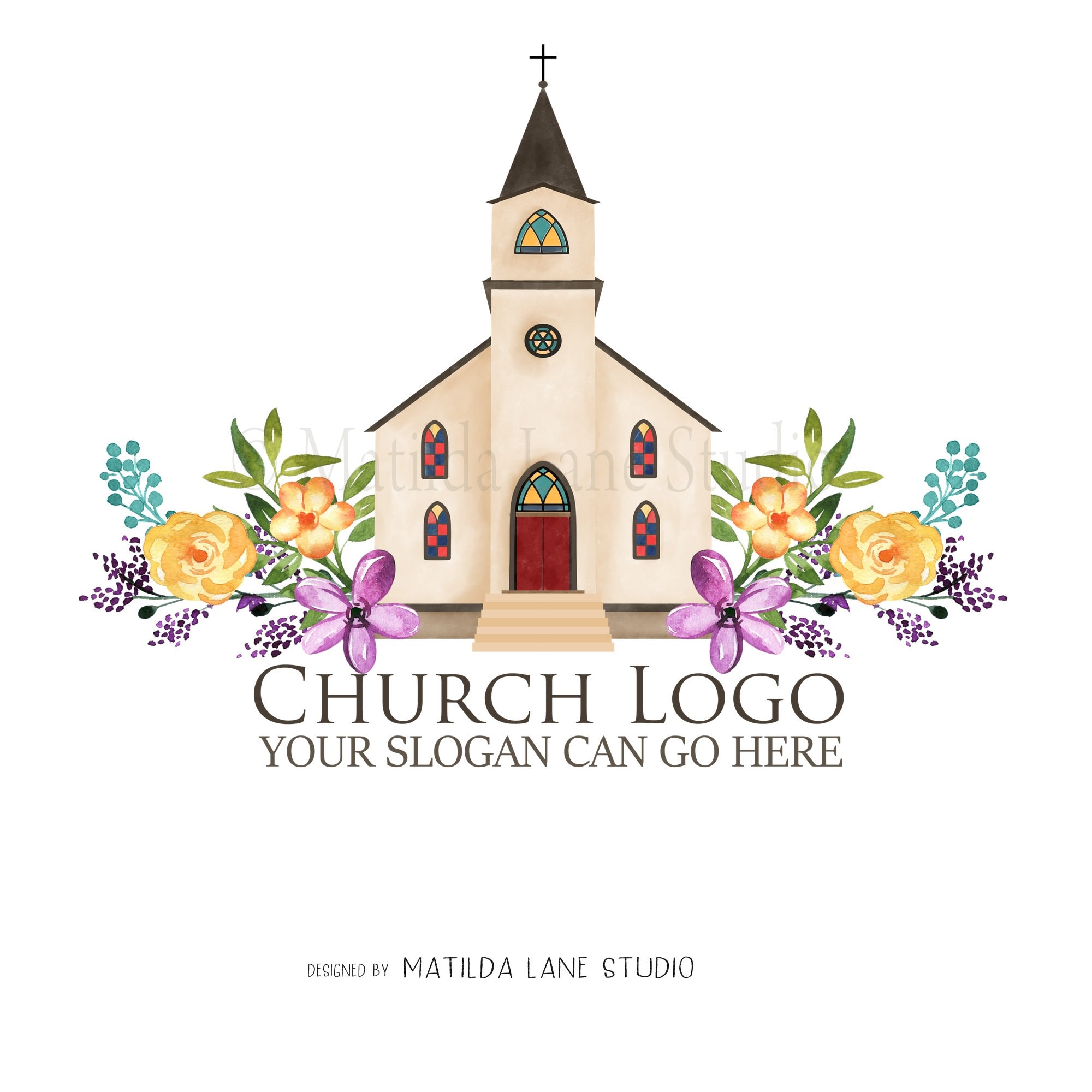 Watercolor Church Logo Design: Custom Religious Logo (digital File) - Etsy
