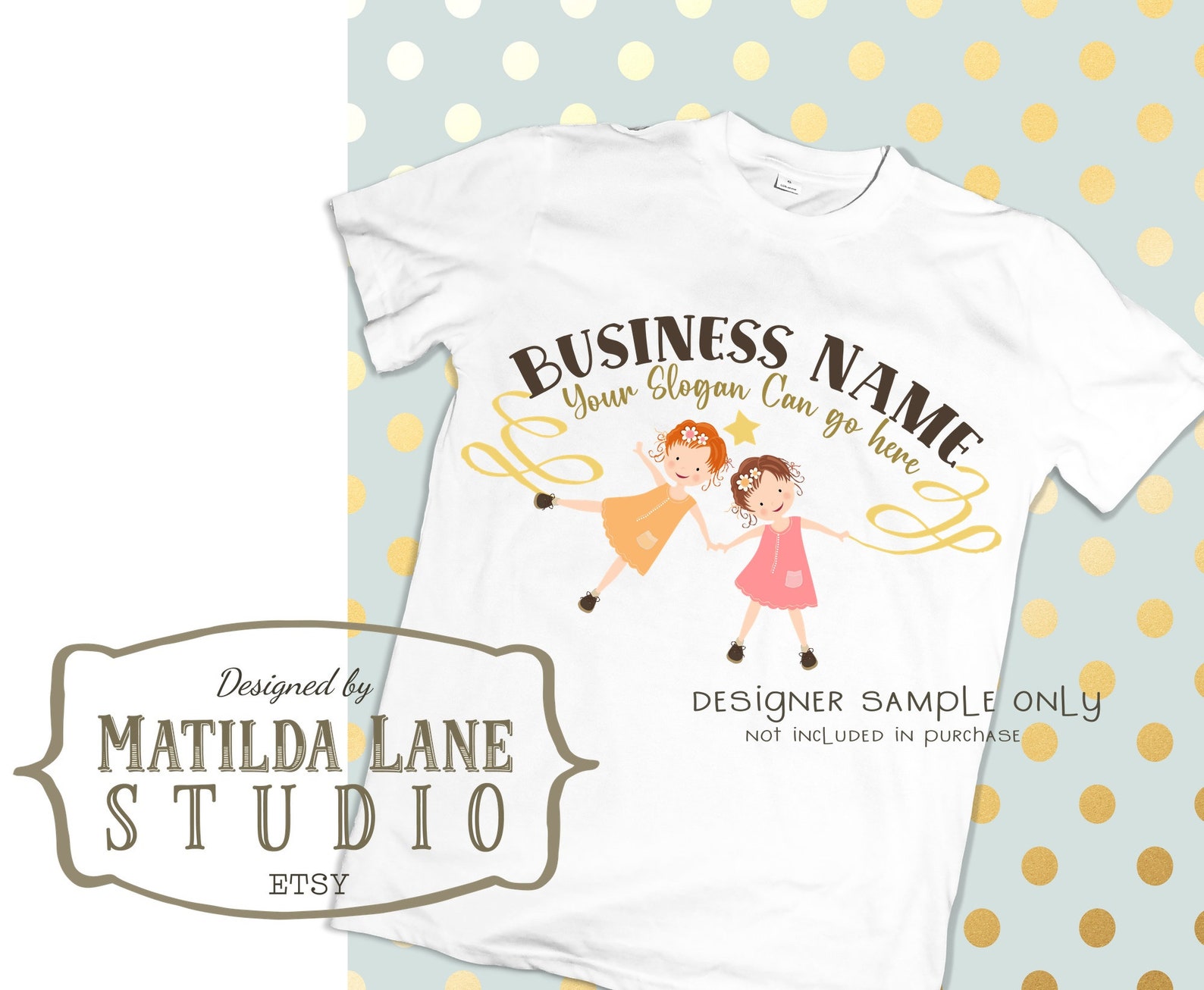 Two Girls Logo Girl Logo Whimsical Logo Children's - Etsy