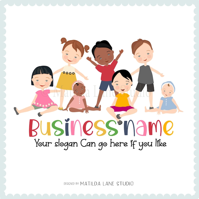 Hand-drawn Children Logo: Daycare Kids Circle Design (PNG, JPG) Add Own ...
