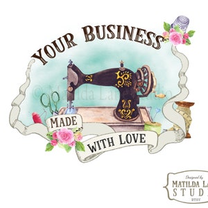 Hand-drawn Sewing Logo: Vintage Dressmaking Design (PNG, JPG) - Etsy