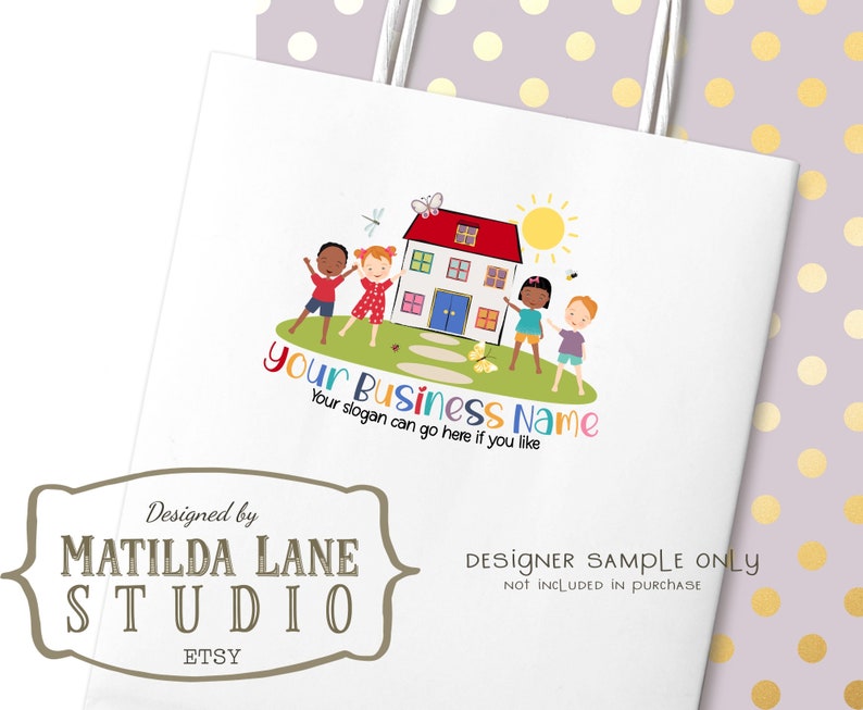 Child Care Logo House Logo Aftercare Hand Drawn Kids - Etsy