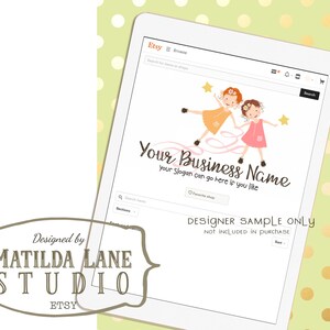 Two Girls Logo, Girl Logo, Whimsical Logo, Children's Logo, Hand Drawn ...