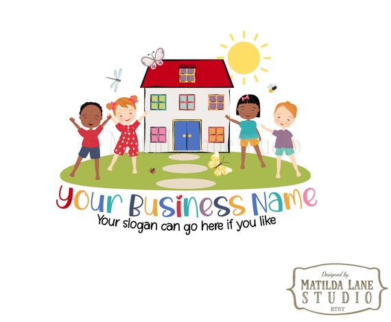 Child Care Logo House Logo Aftercare Hand Drawn Kids - Etsy