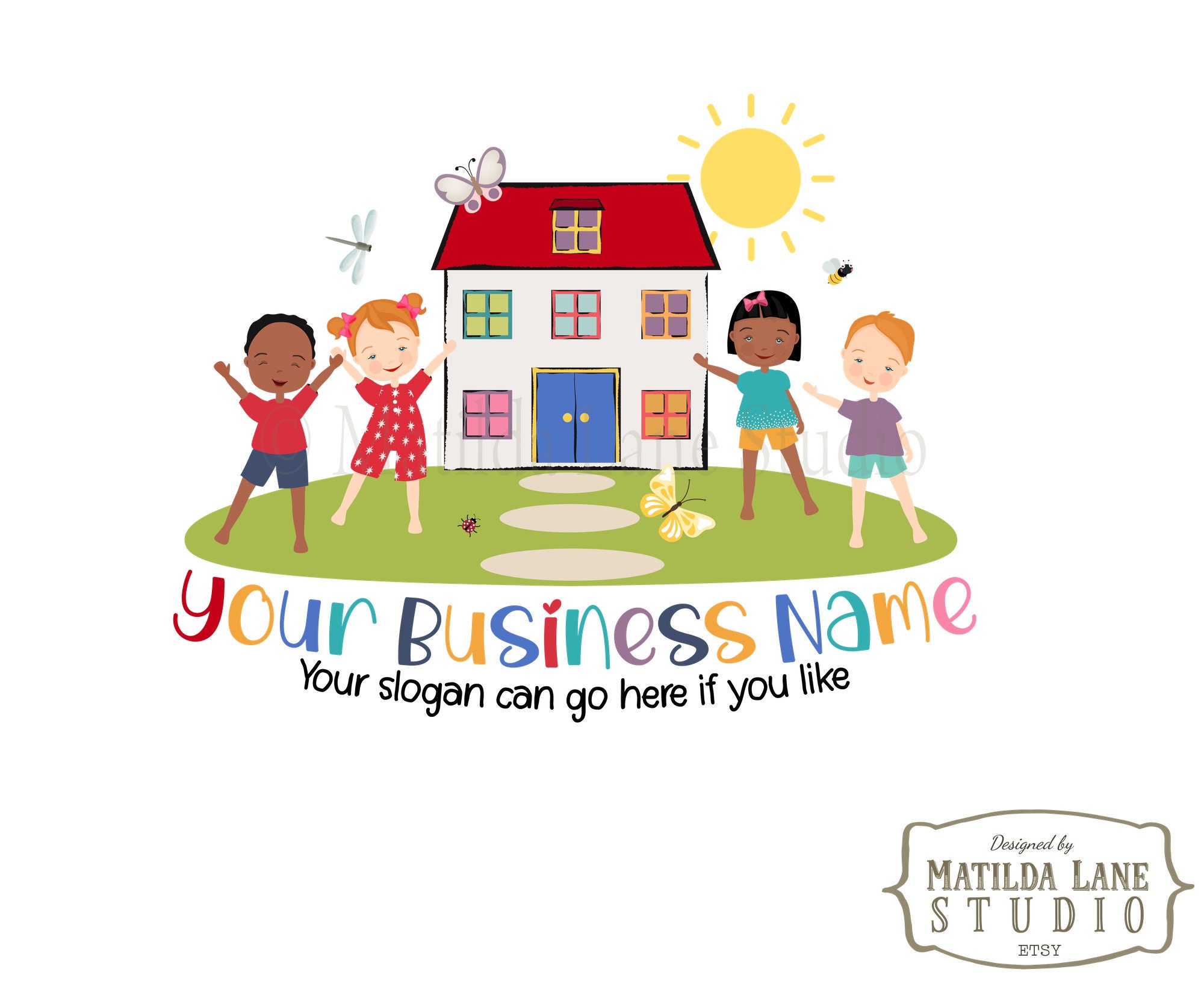 Child Care Logo House Logo Aftercare Hand Drawn Kids - Etsy UK