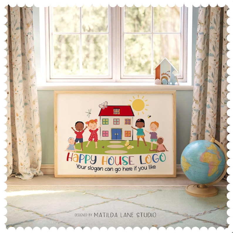 Child Care Logo, House Logo, Aftercare, Hand Drawn , Kids Logo, Flower ...