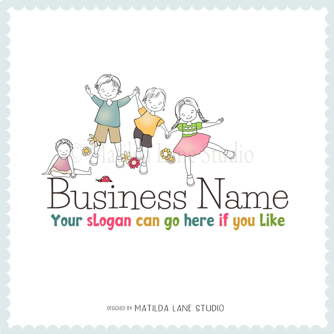 Child Care Logo, Children Logo, Lined Logo, Hand Drawn Design, 4 Kids ...