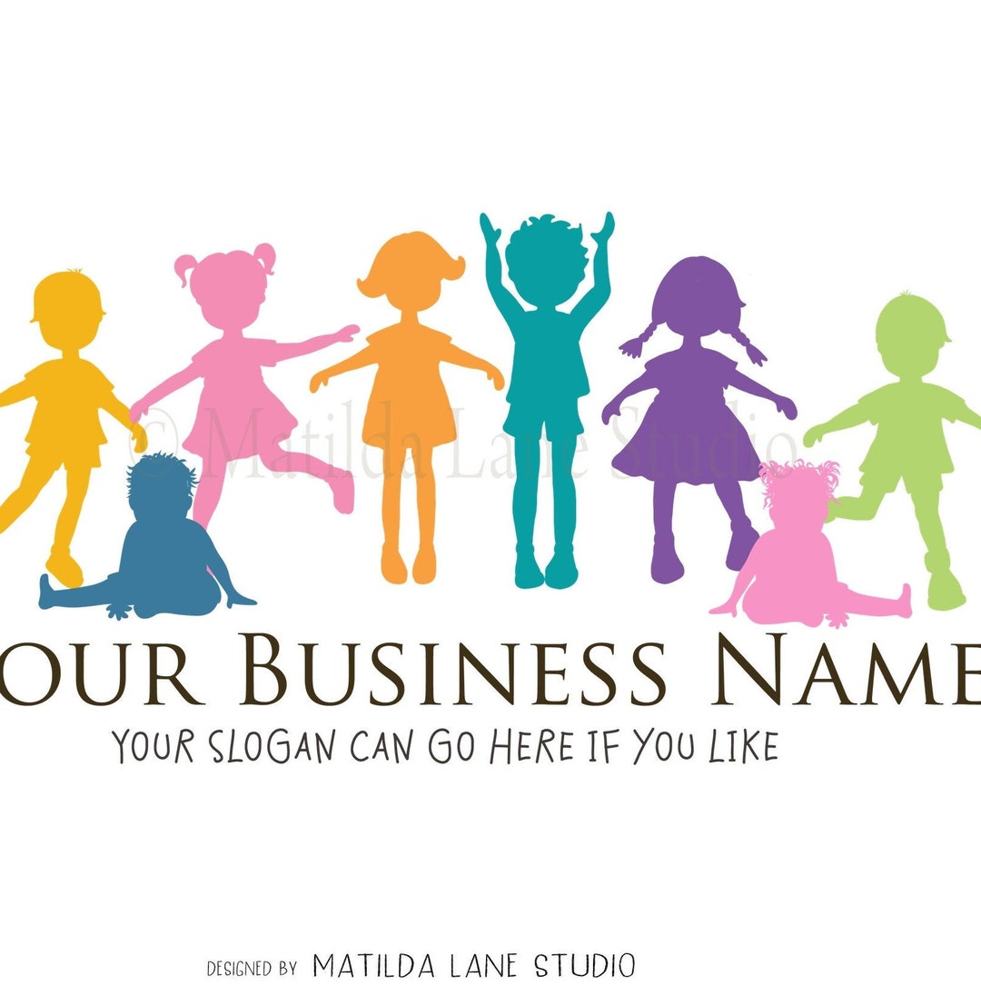 Childcare Logo, Children Logo, Watercolor Hand Drawn Design, Kids Logo ...