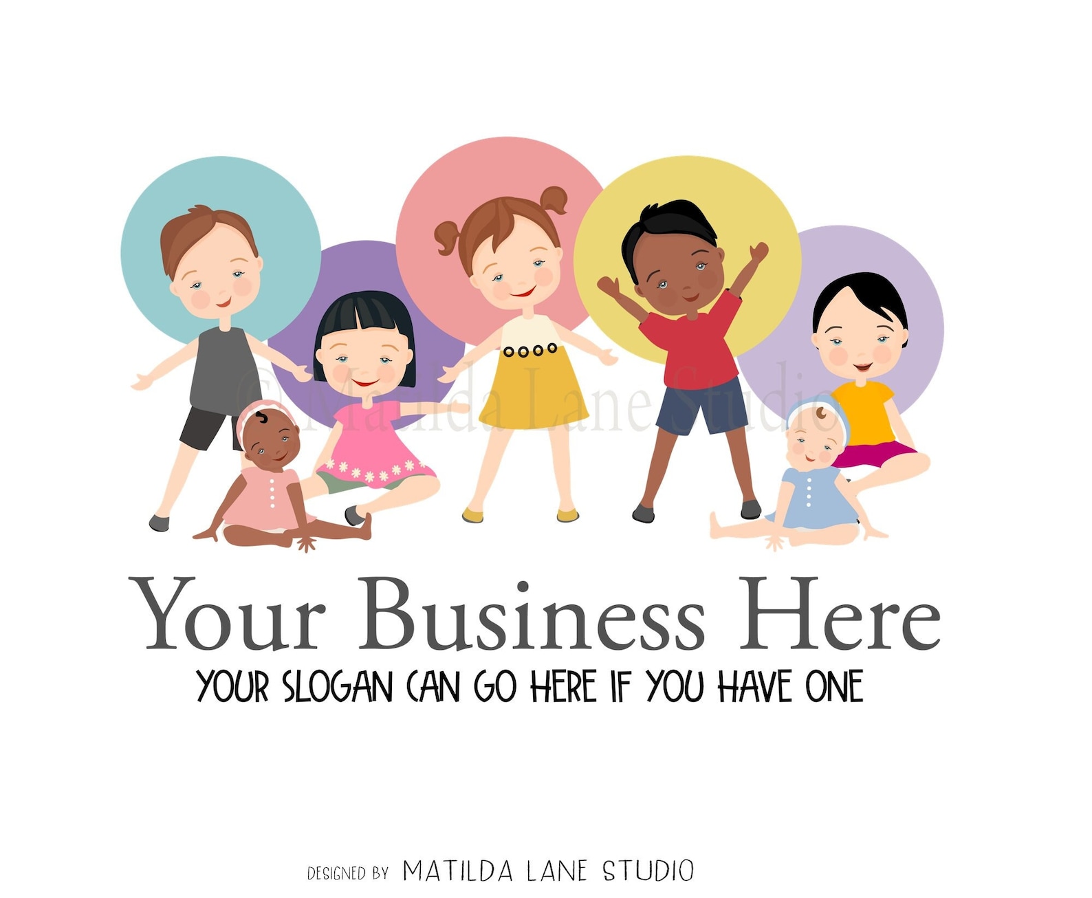 Childcare Logo Children Logo Circles Kids Logo Hand Drawn - Etsy