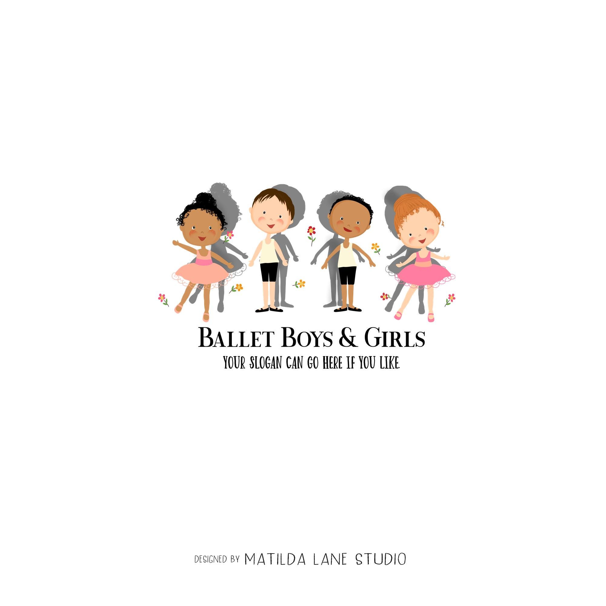 Multicultural Ballet Logo: Hand-drawn Dance Studio Design (PNG, JPG) - Etsy