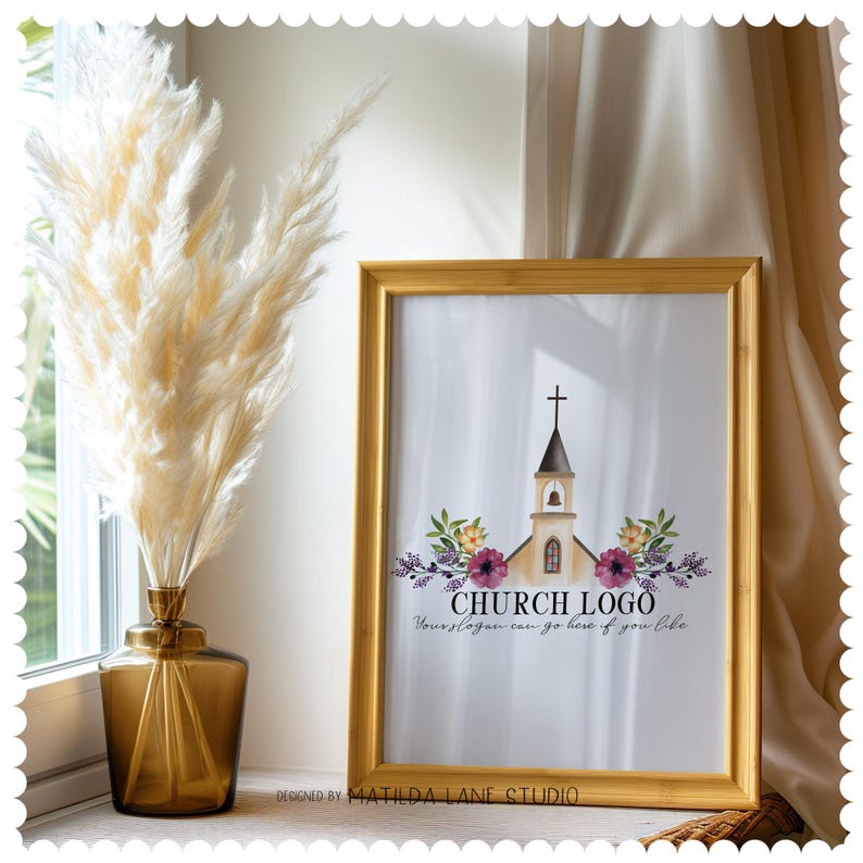 Watercolor Church Logo: Custom Hand-drawn Design (PNG, JPG) Add Own ...