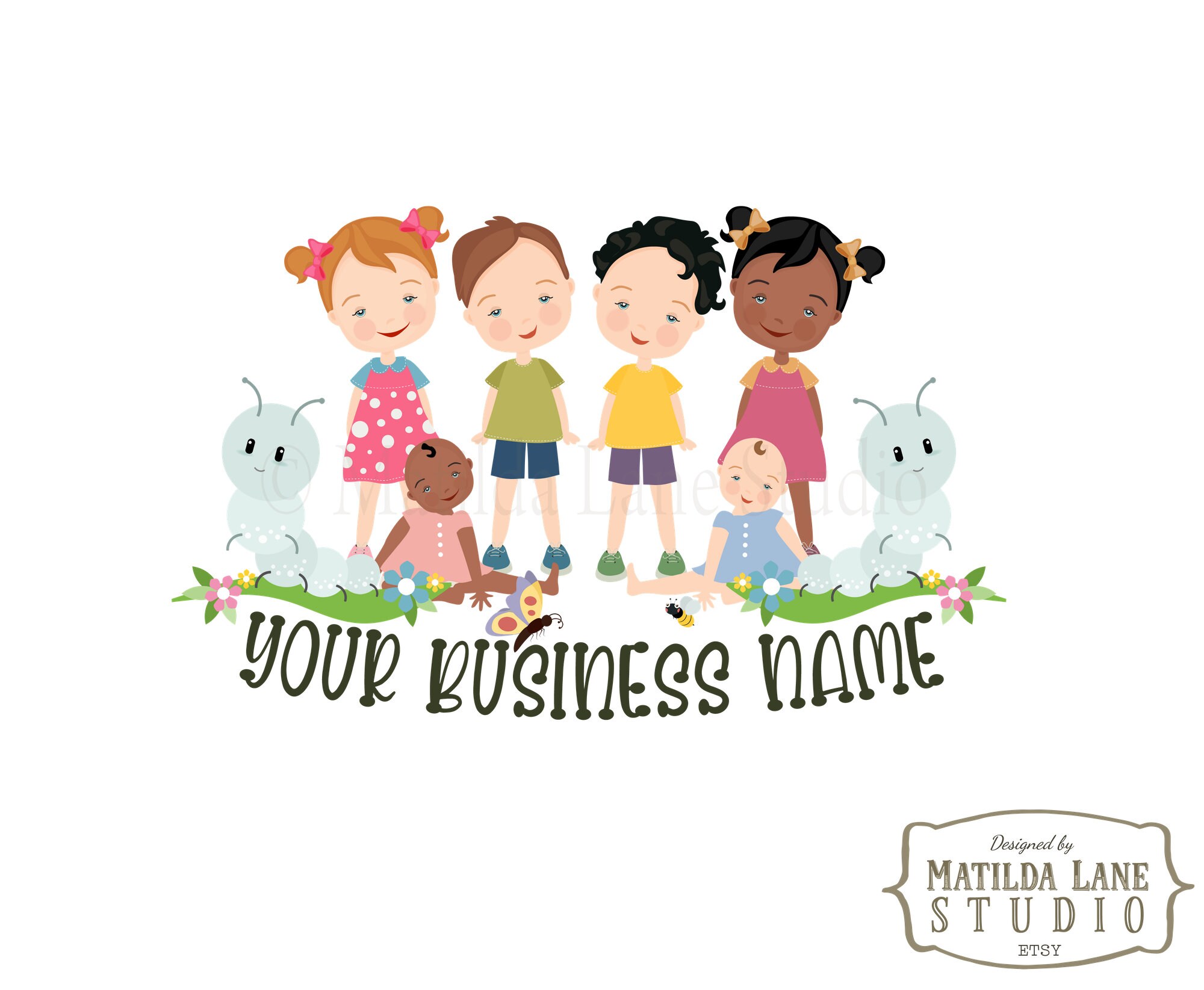Multicultural Kids Logo: Hand Drawn Childcare Design (PNG, JPG) - Etsy