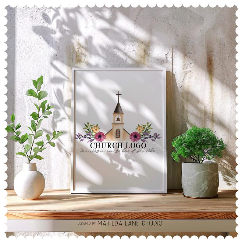 Watercolor Church Logo: Custom Hand-drawn Design (PNG, JPG) Add Own ...