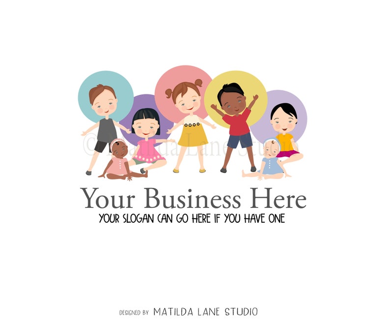 Childcare Logo, Children Logo, Circles Kids Logo, Hand Drawn Design ...