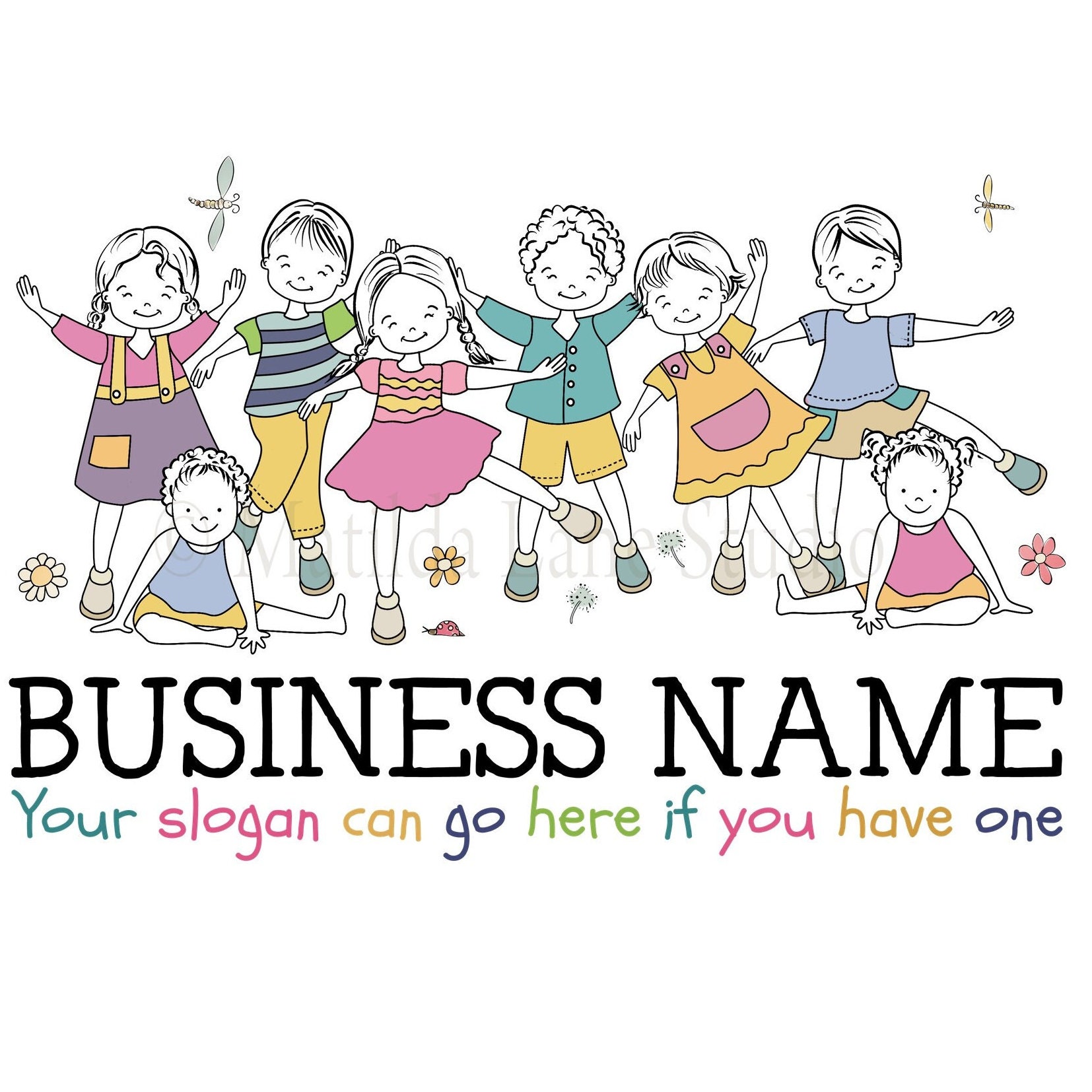 Childcare Logo, Children Logo, Lined Logo, Hand Drawn Design, Kids Logo ...