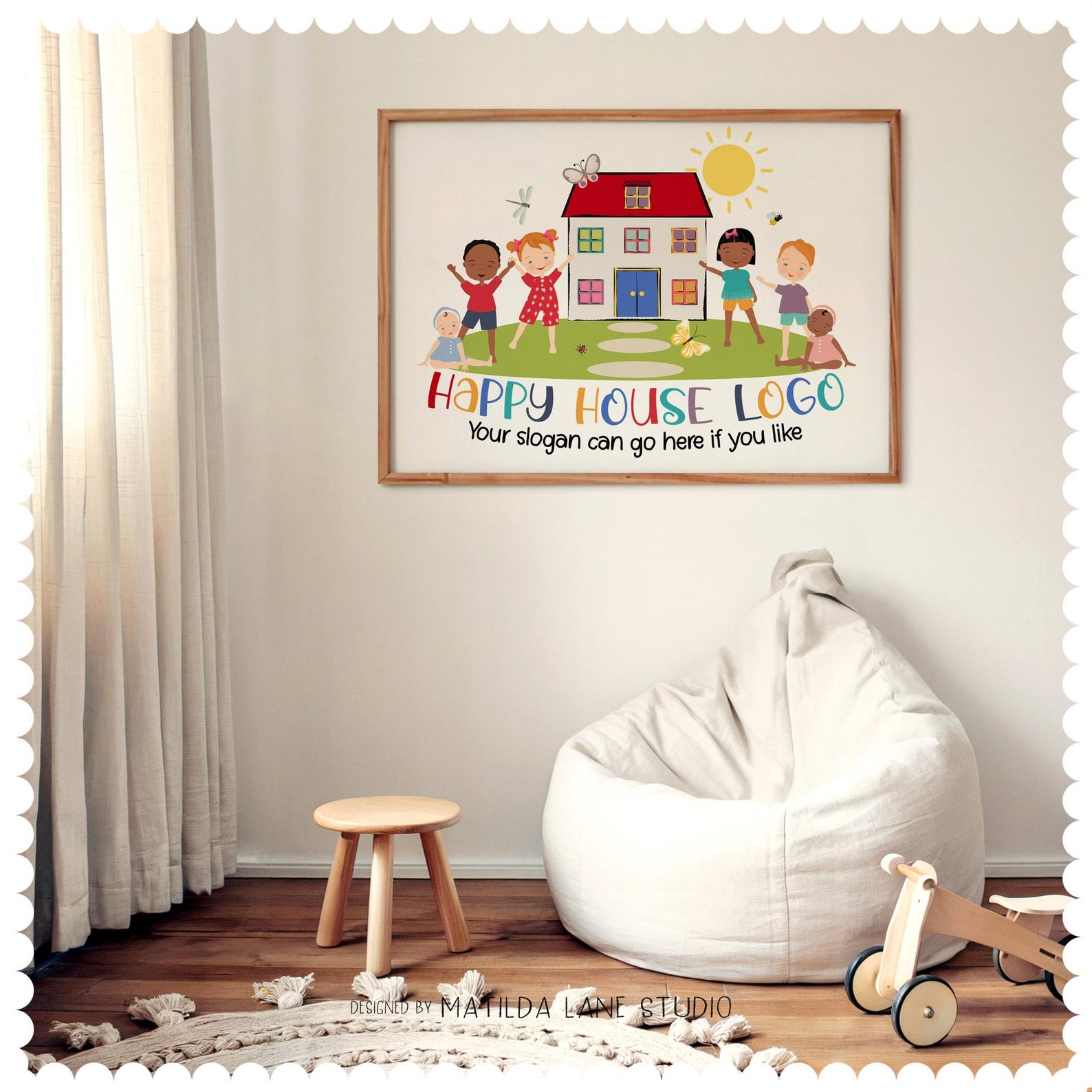 Hand-drawn Childcare Logo: Kids House Design (PNG, JPG) - Etsy