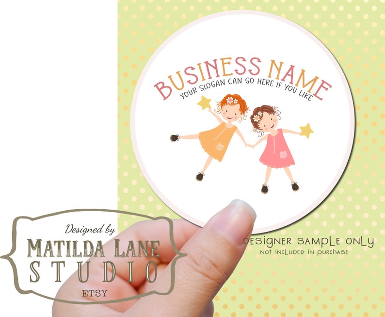 Two Girls Logo Girl Logo Whimsical Logo Children's - Etsy