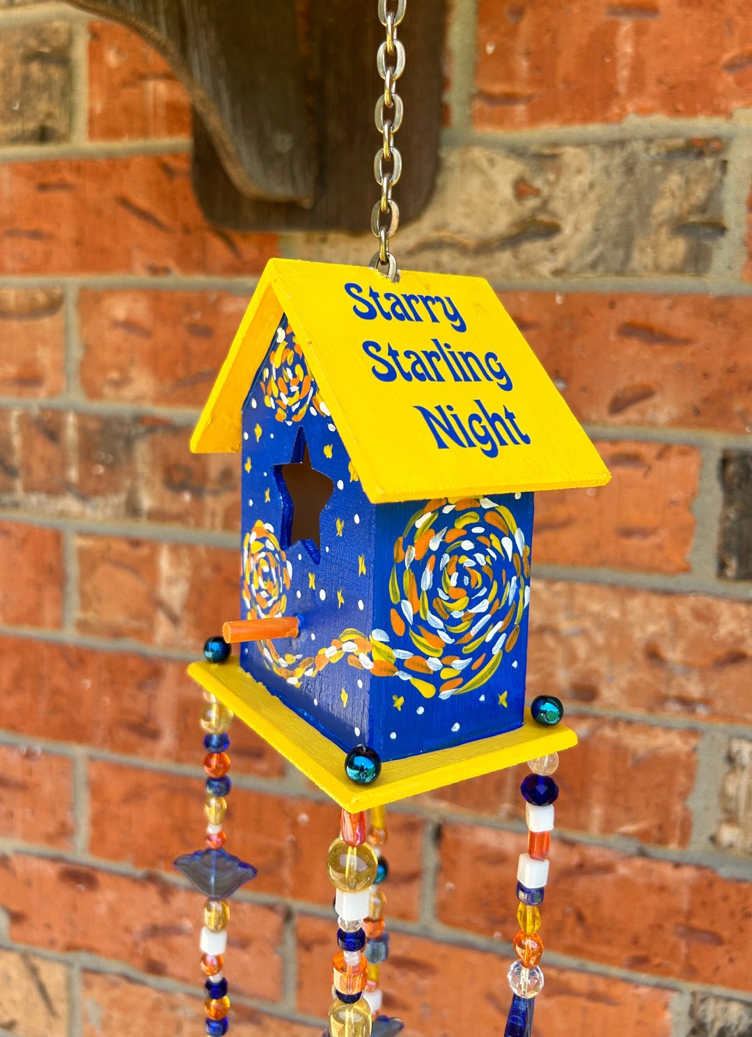 Starry Starling Night Birdhouse - Etsy