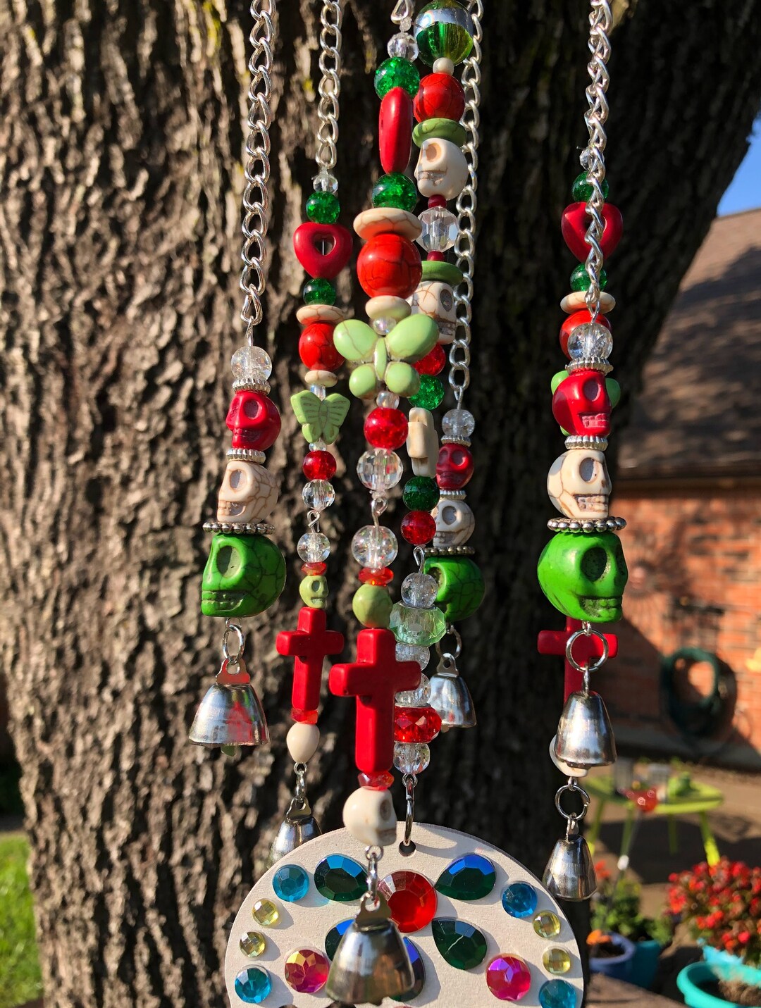 Red and Green Day of the Dead Wind Chime - Etsy
