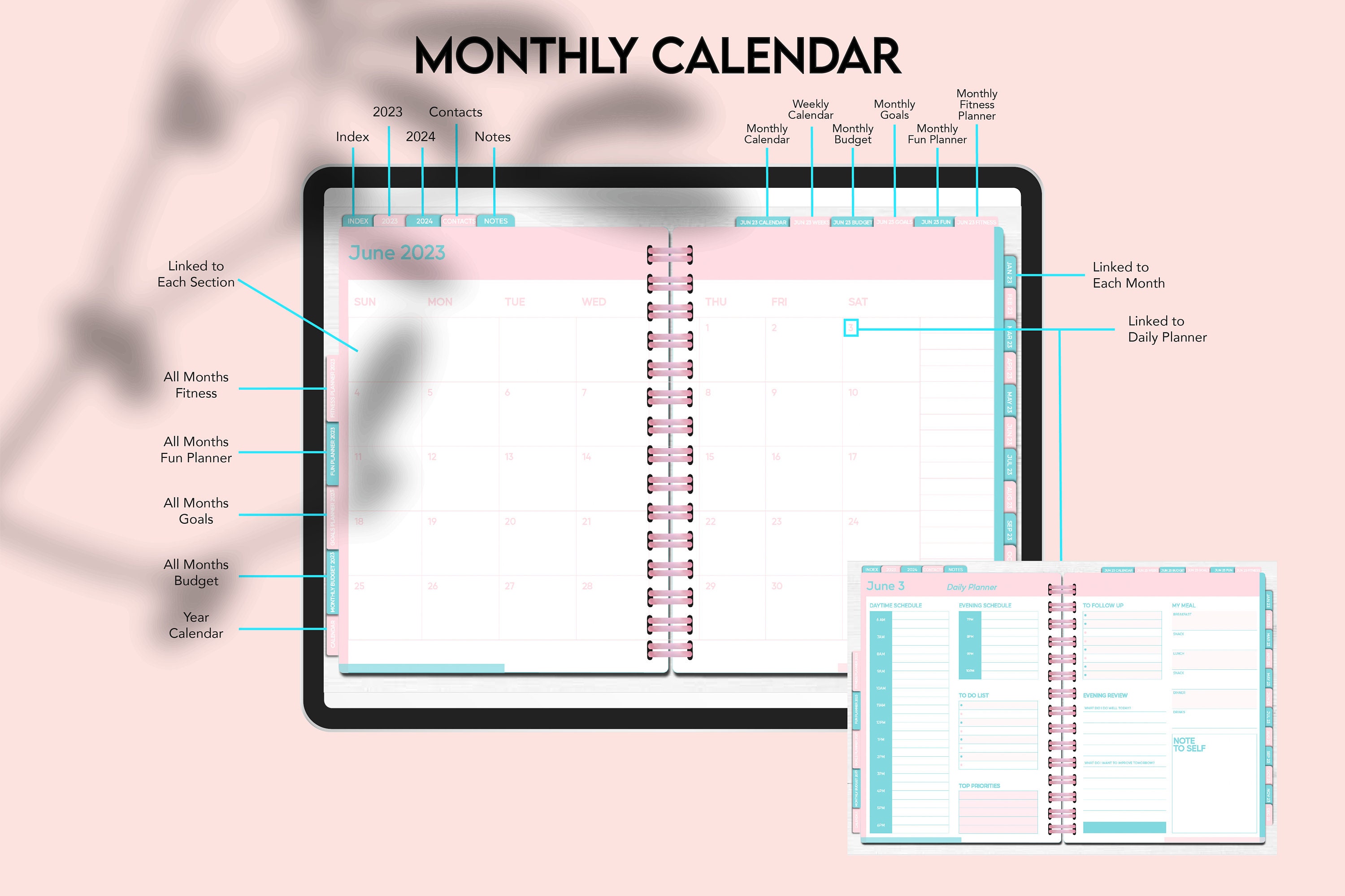 Digital Planner 2023-2024, Digital Planner, Goodnotes Planner, iPad ...