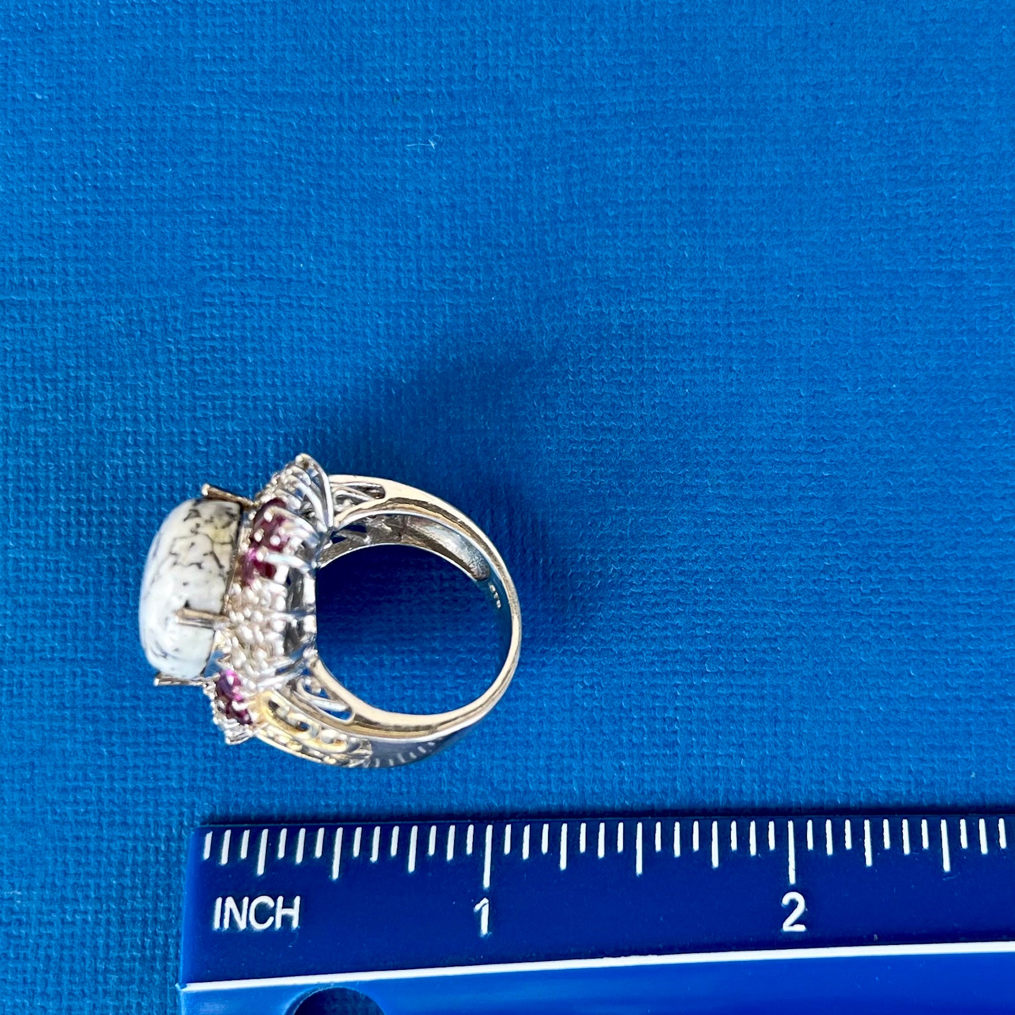 STS JEWELS Sterling Silver Ring With an Oval Dendrite Opal Surrounded ...