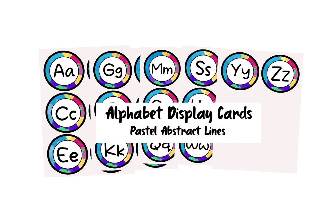 BRIGHT ABSTRACT LINES Classroom Alphabet Display Cards - Etsy