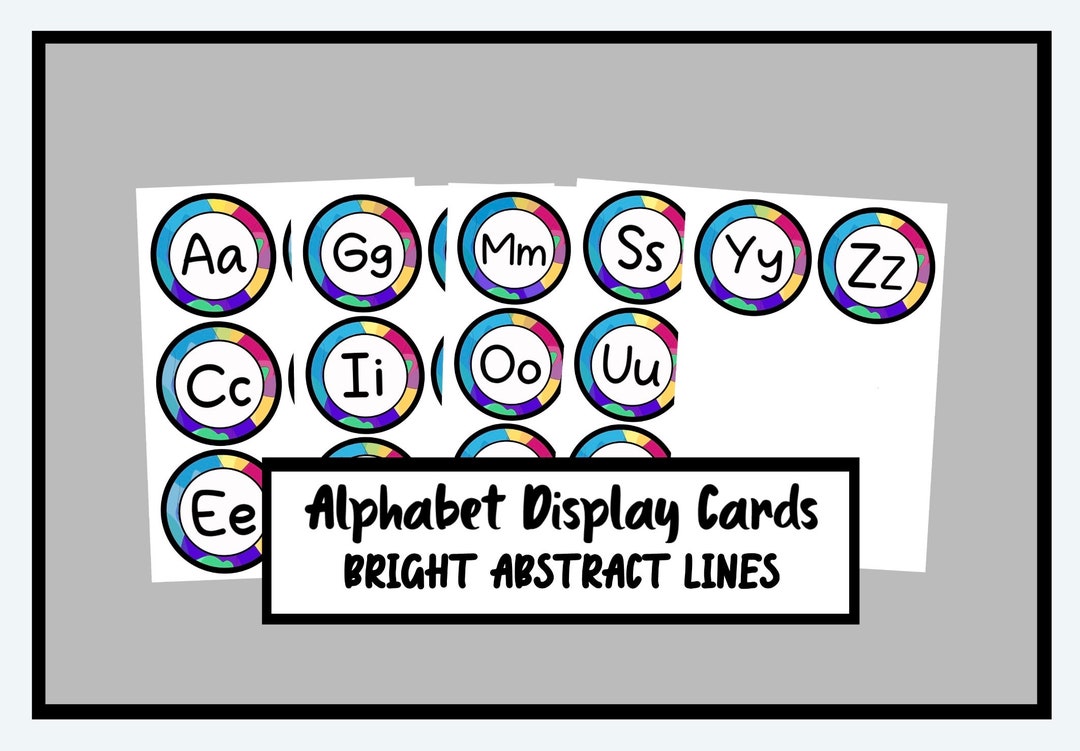 BRIGHT ABSTRACT LINES Classroom Alphabet Display Cards - Etsy