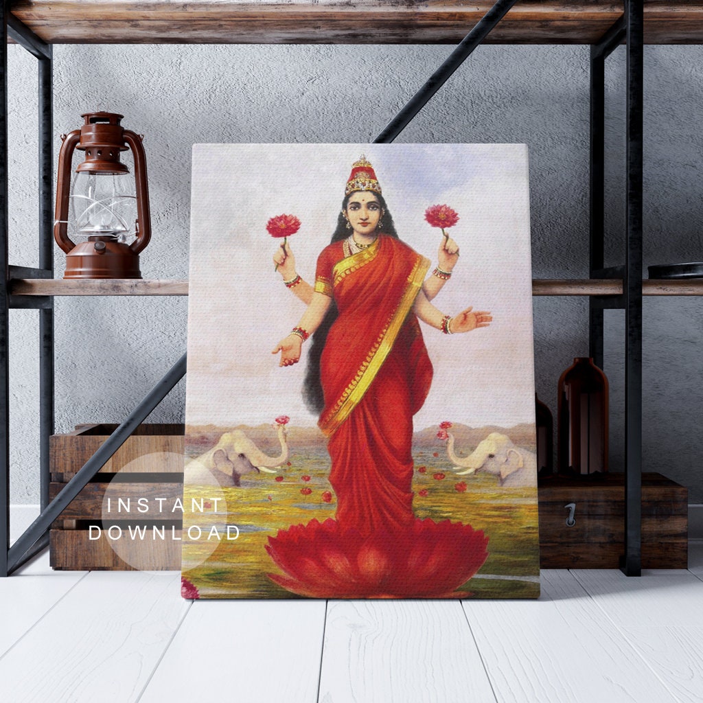Raja Ravi Varma Goddess Lakshmi Vintage Printable Art - Etsy Australia