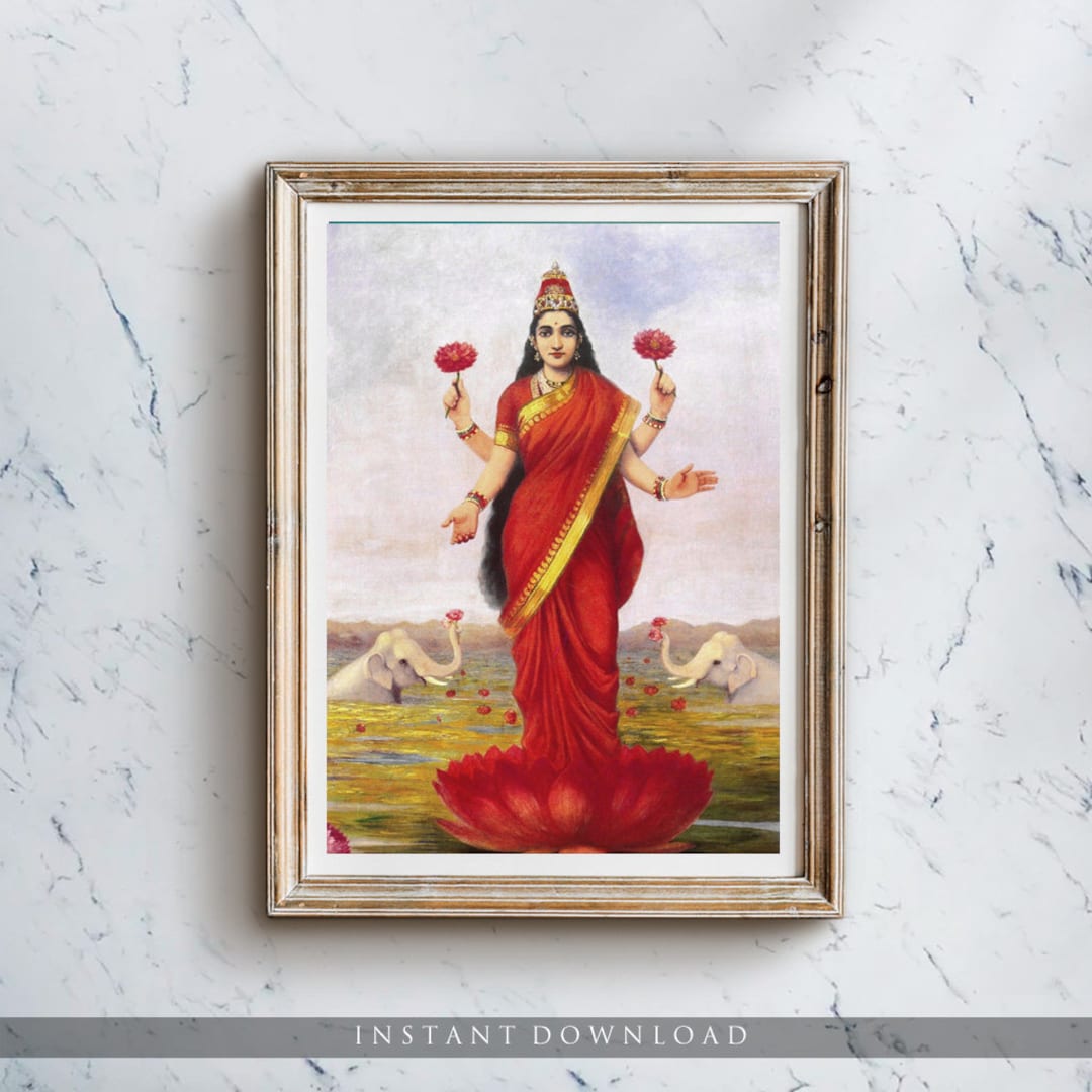 Raja Ravi Varma Goddess Lakshmi Vintage Printable Art - Etsy Australia