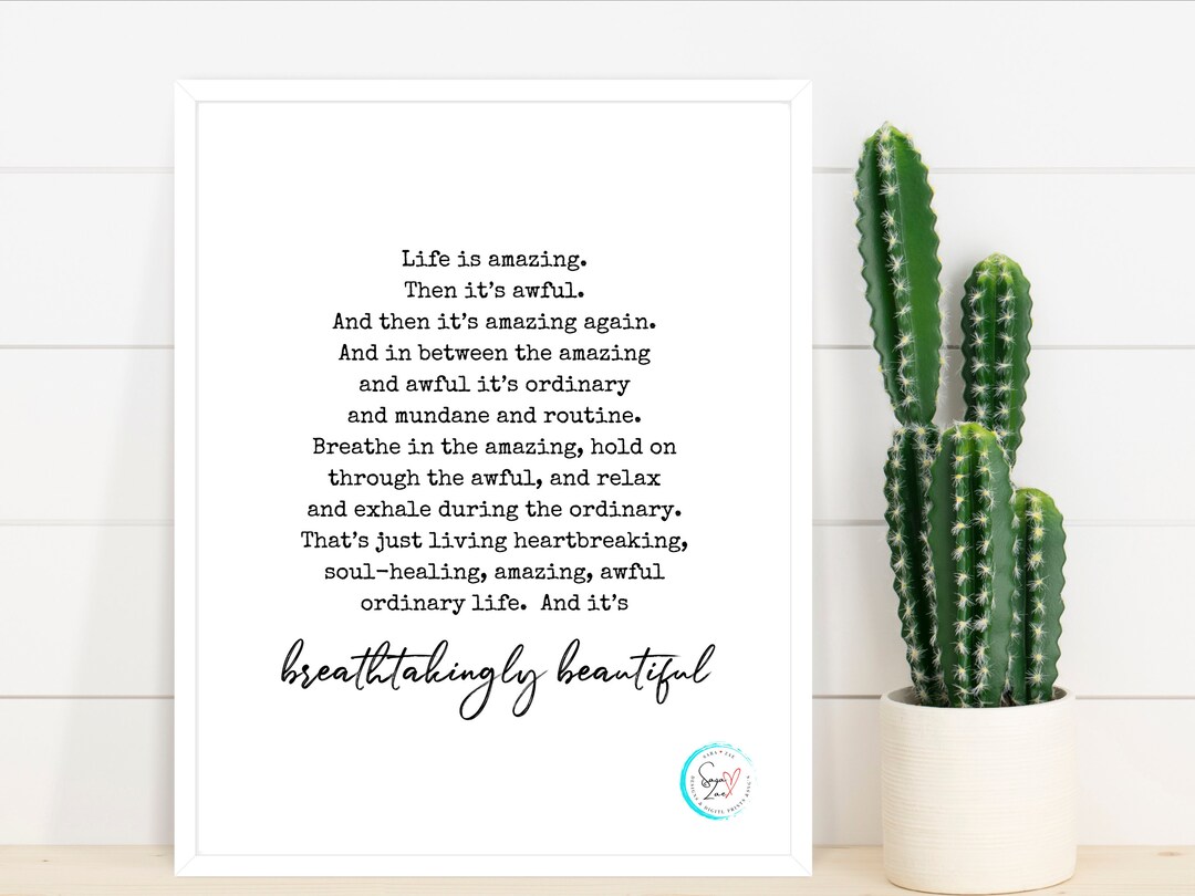 Life is Amazing Then It's Awful Quote | Digital Download ...