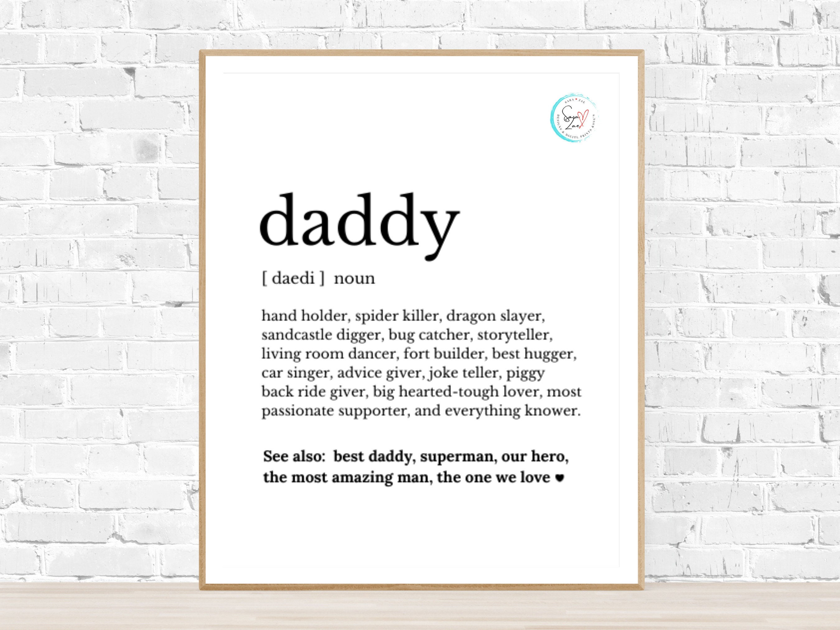Daddy Definition Father's Day Printable Digital Download Father's Day ...
