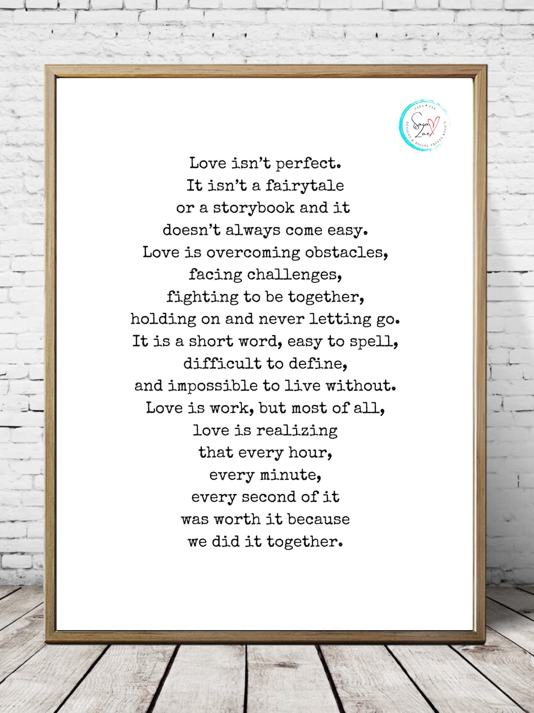 Love Isn't Perfect | Digital Download Printable | Romantic | Love Wall ...