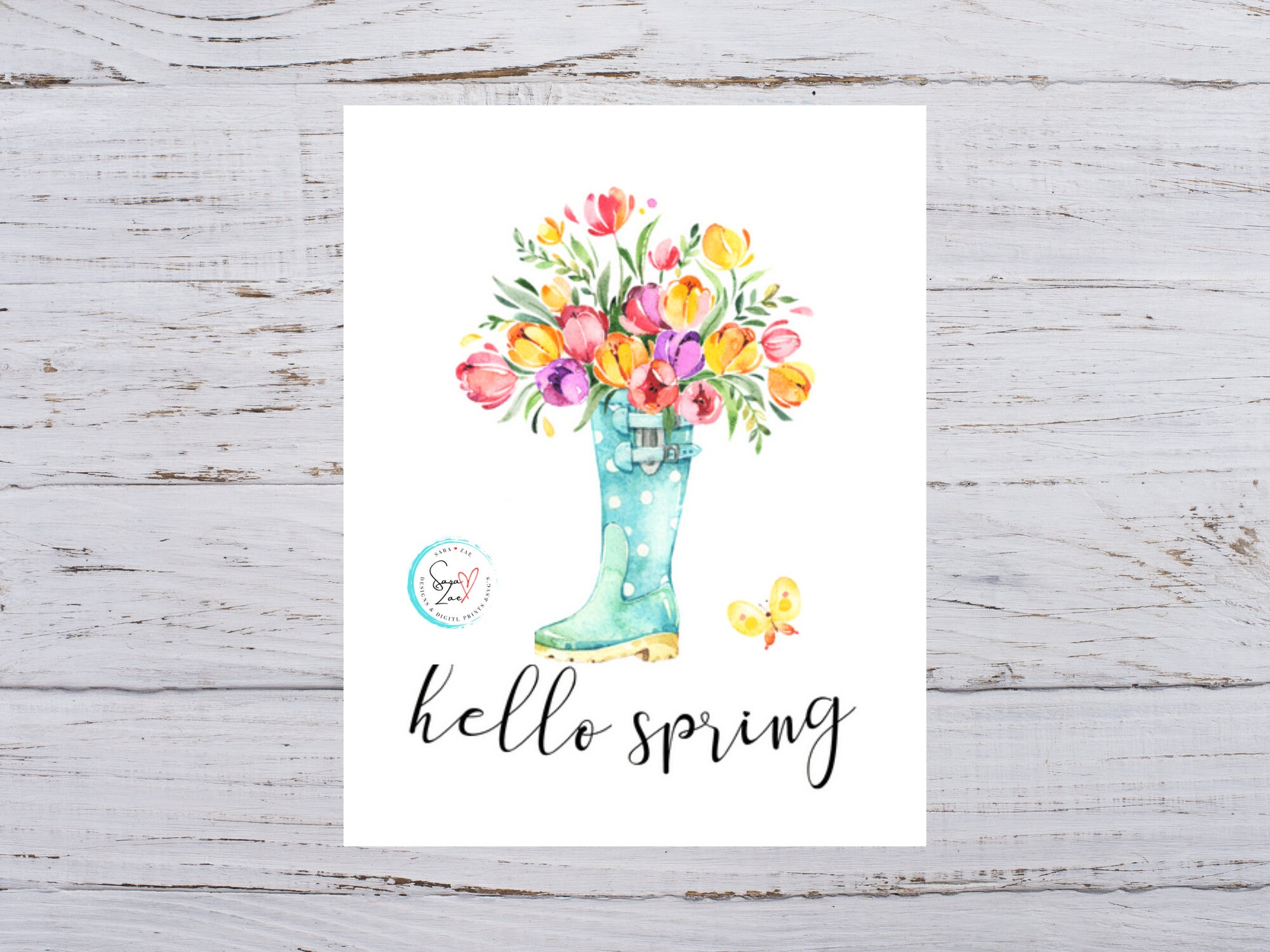Hello Spring Watercolor, Spring Decor,16x20,11x14,8x10,5x7 and 4x6 ...