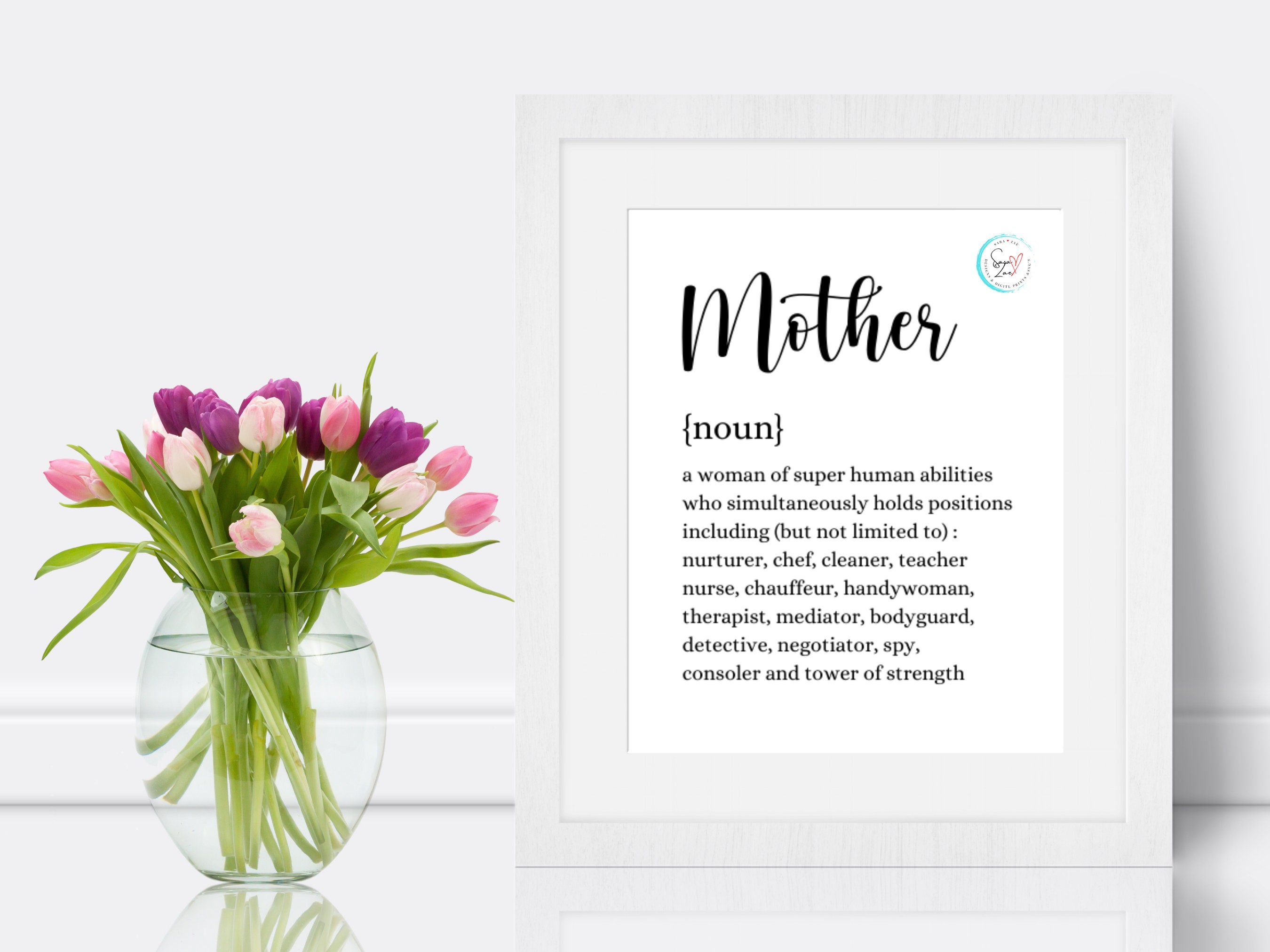 Mother Noun Definition Printable Wall Art Mother's Day Gift Digital ...