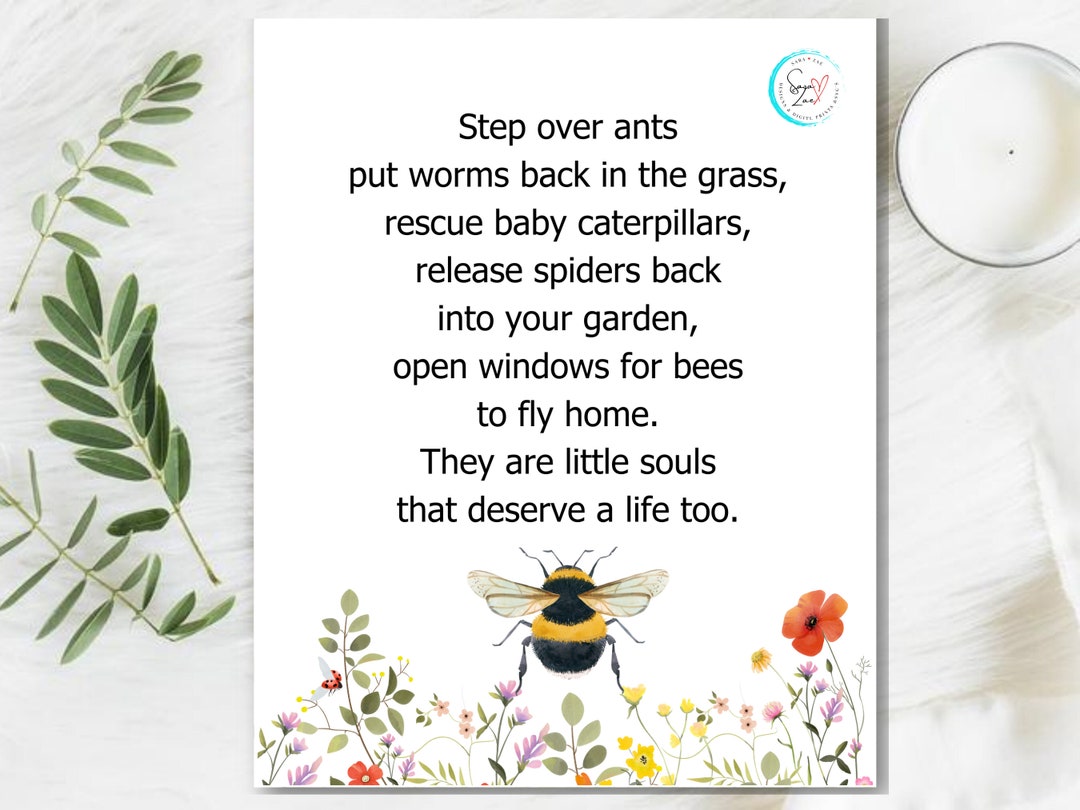 Step Over Ants Put Worms Back in the Grass | Digital Download | Floral ...