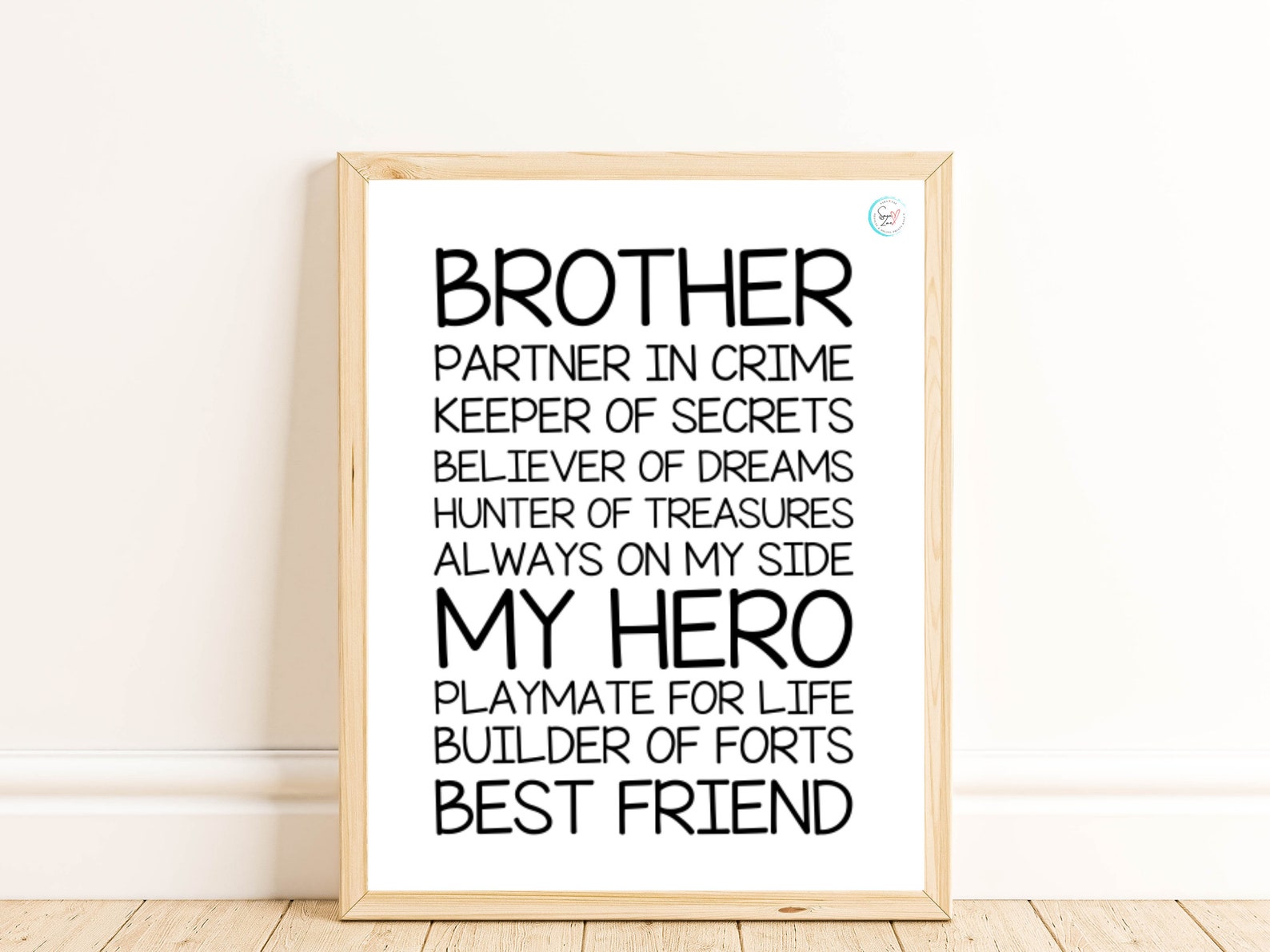 Brothers Printable Art Digital Download 5x7, 8x10, 11x14, 16x20, Sizes ...