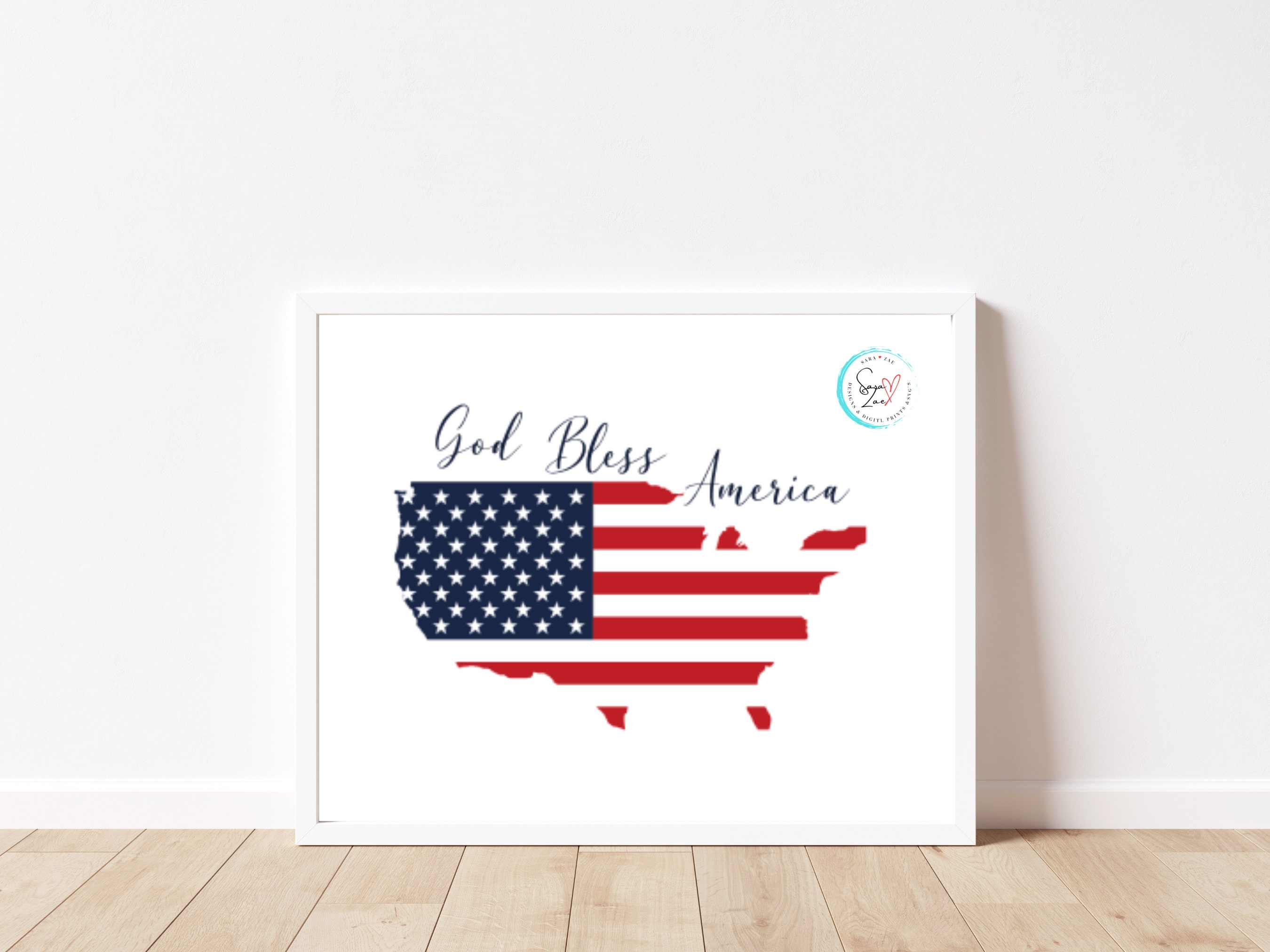 God Bless America Printable 4th of July Decor Patriotic American Flag ...