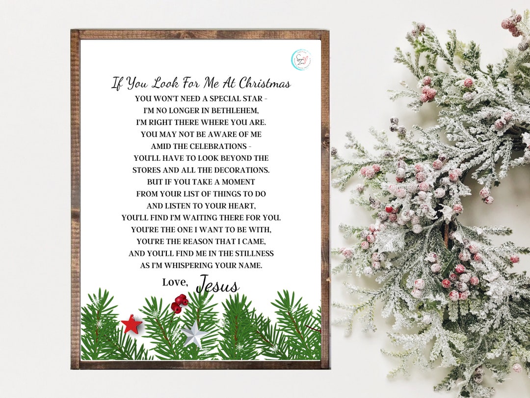 If You Look for Me at Christmas | Christmas Decor | Printable Art ...