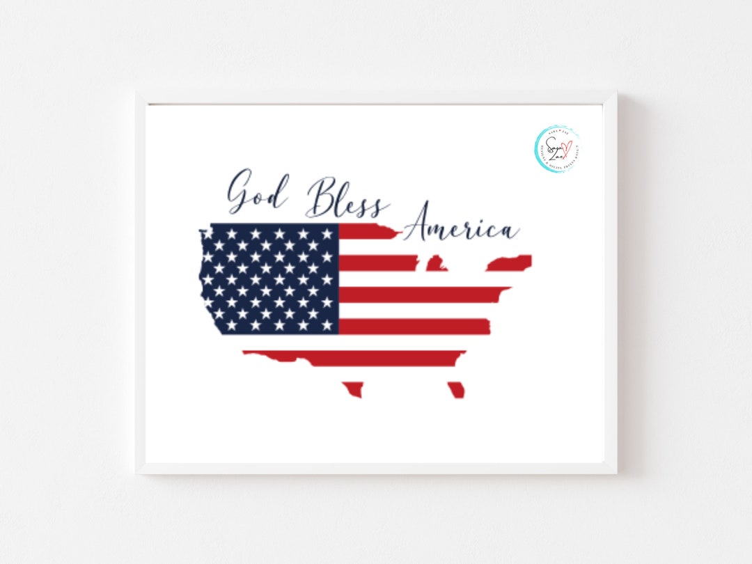 God Bless America Printable | 4th of July Decor | Patriotic American ...